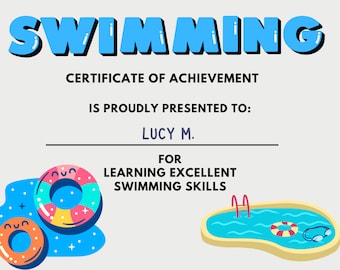 Printable Swim Lesson Certificate, Stage 1 to 7 Swimming, Swimming ...