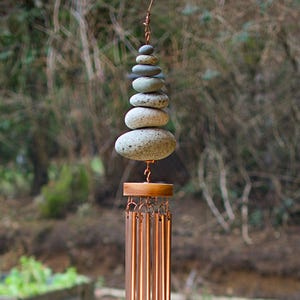 Large Wind Chime - Zen Beach Stones - Genuine Copper Chimes - All ...