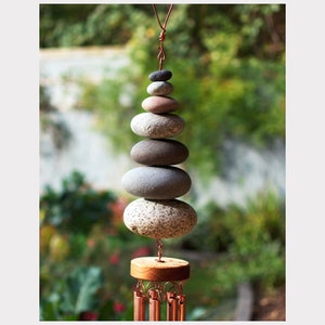 Large Wind Chime Zen Beach Stones Genuine Copper Chimes All Season ...