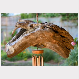 Very Large Wind Chime - Natural Driftwood - Seven Handcrafted Copper ...