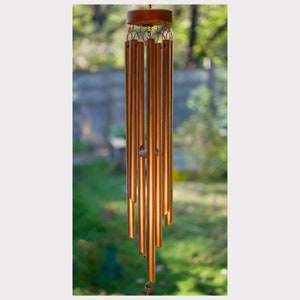 Very Large Wind Chime - Natural Driftwood - Seven Handcrafted Copper ...