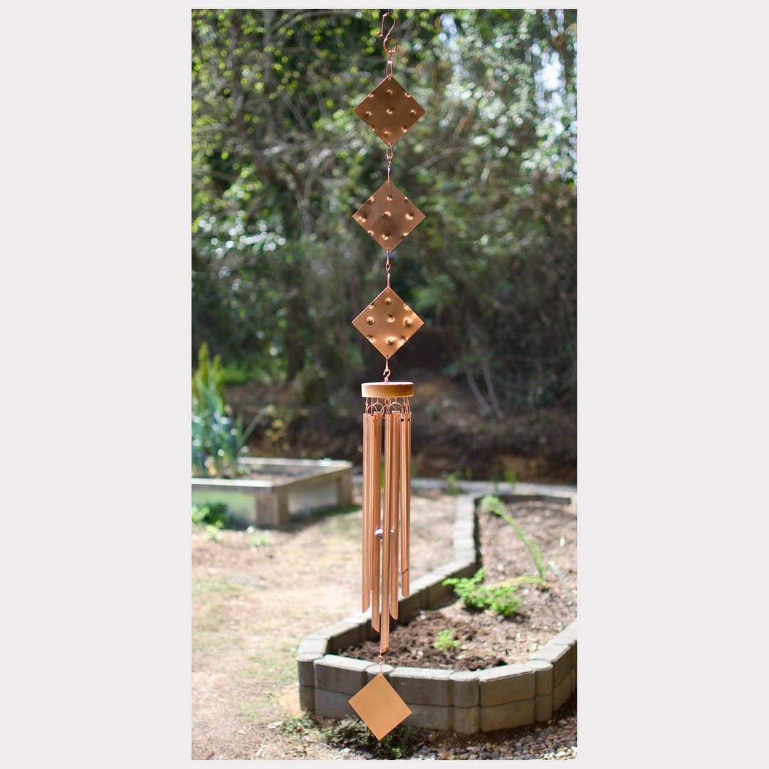 Large Copper Wind Chime - Handcrafted All Season Outdoor - Elegant ...