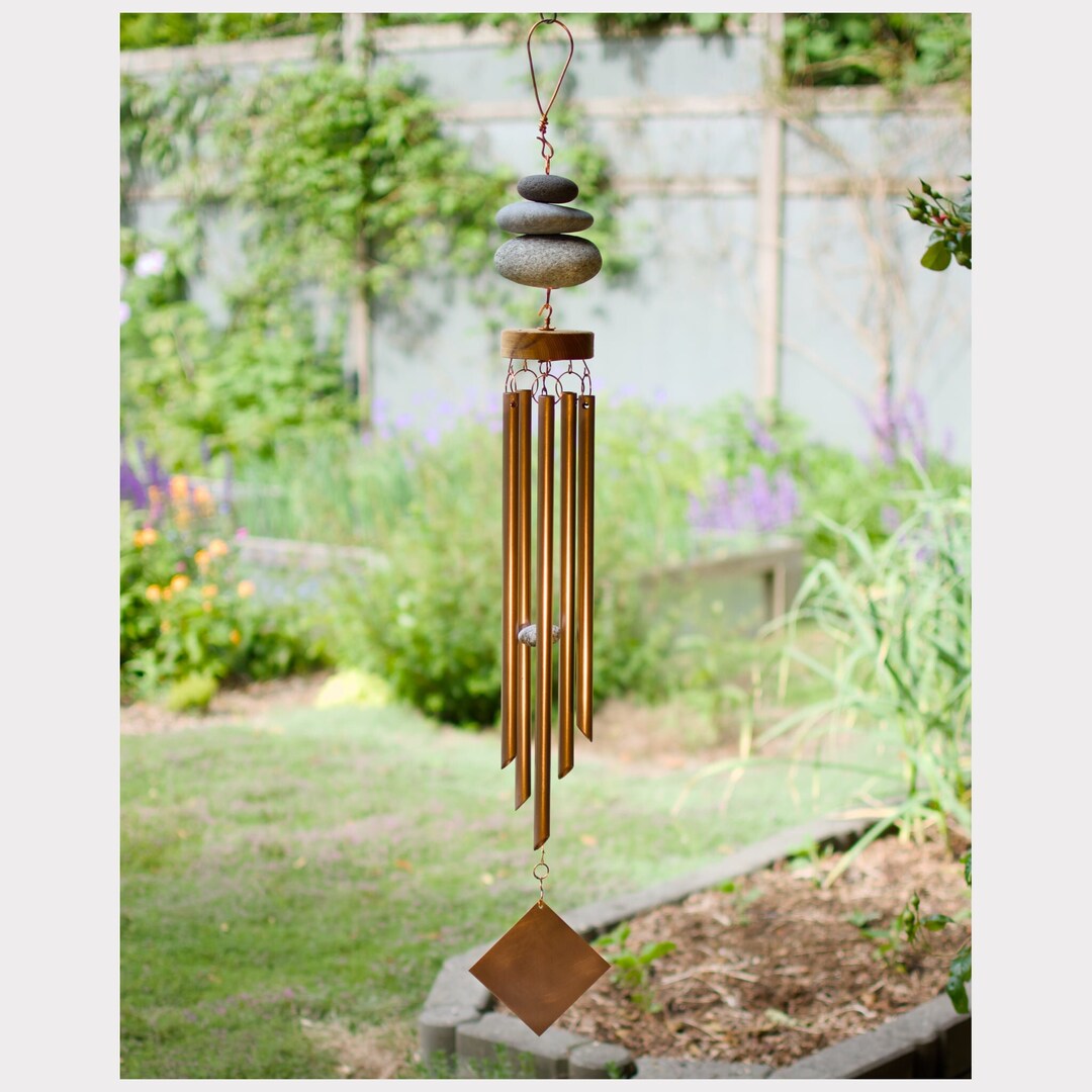 Beach Stone Wind Chime for Zen Garden Real Copper Chimes Outdoor ...