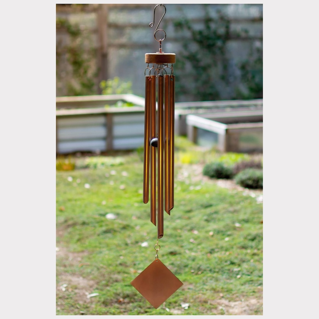 Handcrafted Copper Wind Chime: Soothing Sound, Free Engraving (5 Chimes ...