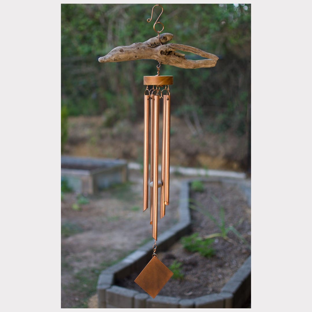 Driftwood Wind Chime - Copper - Outdoor All Season - (5 Chimes - Simple ...