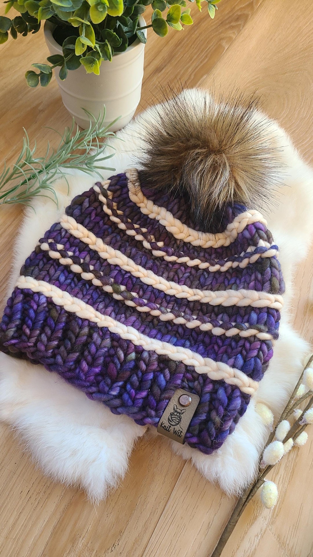 Merino Wool Hat Purple Merino Wool Beanie, Warm Winter Hat Winter ...