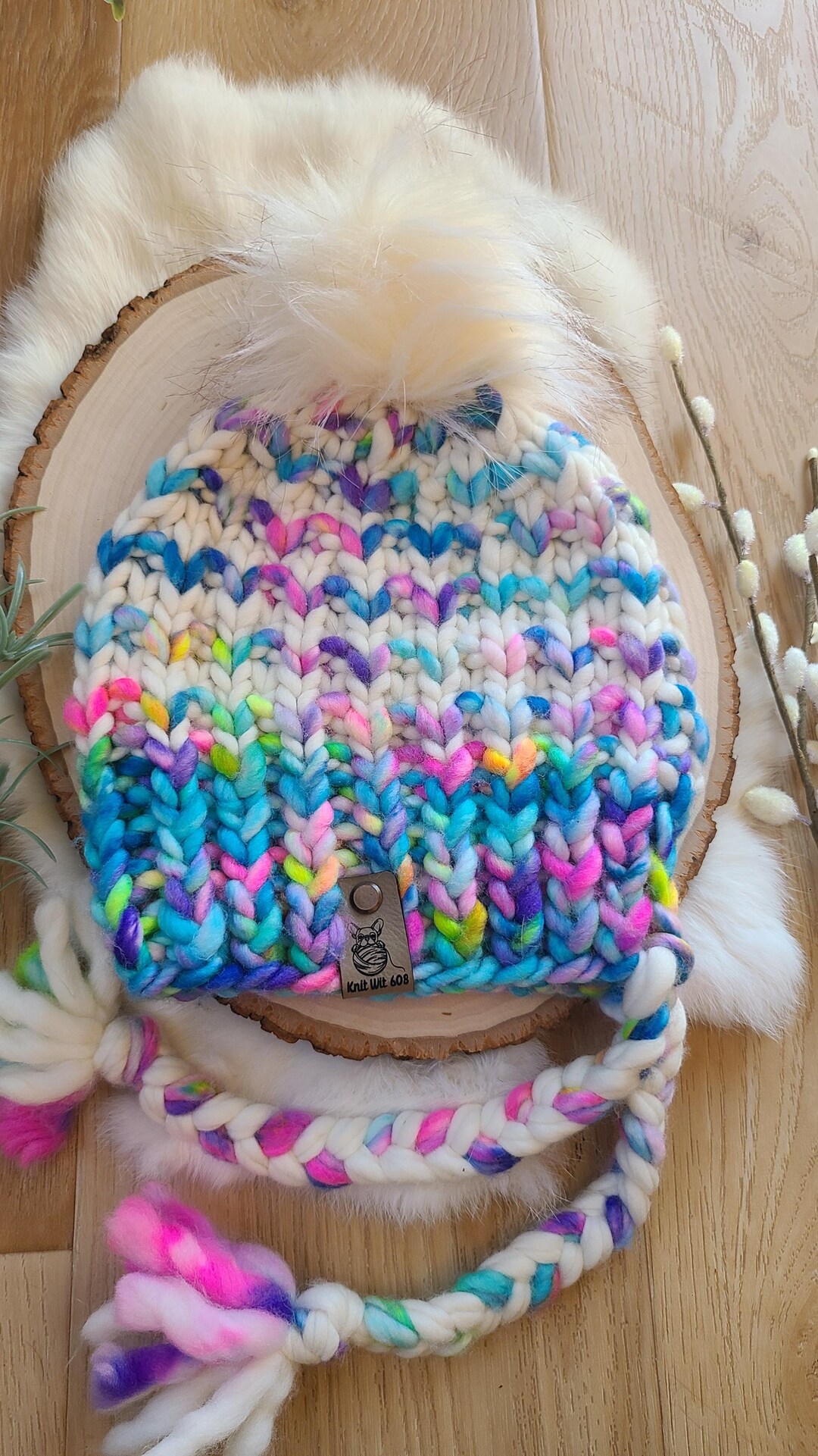 Kids Merino Wool Winter Hat With Ties, Warm Wool Winter Hats for ...