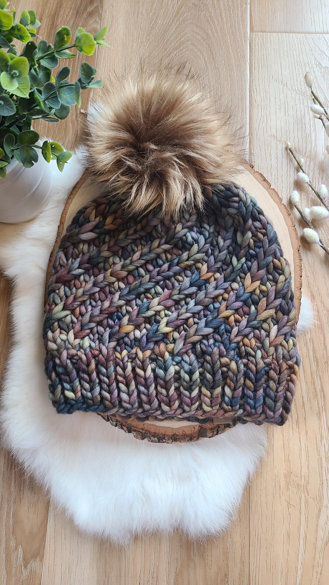 Natural Merino Wool Hat Wool Beanie, Merino Wool Chunky Hat Neutral ...