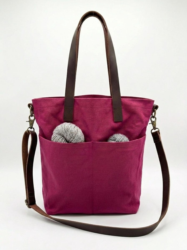 Knitting Project Bag With Pockets, Customized Knitting Project Bag ...