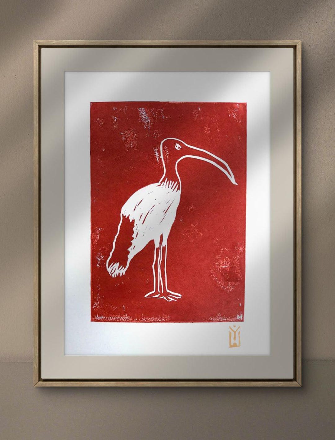 Terracotta Ibis Linocut Print: Handmade A4 Limited Edition Bird Art - Etsy