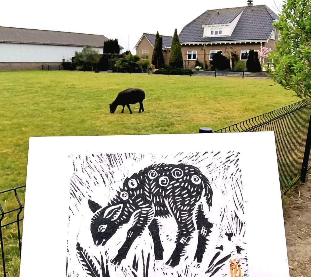 Black Sheep Linocut Print – Handmade Limited Edition Art Print – Nature ...