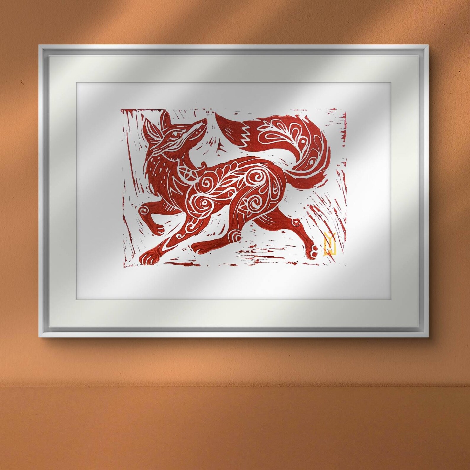 Fox, Linocut Print — Handmade A4 Art Print — Limited Edition Animal ...