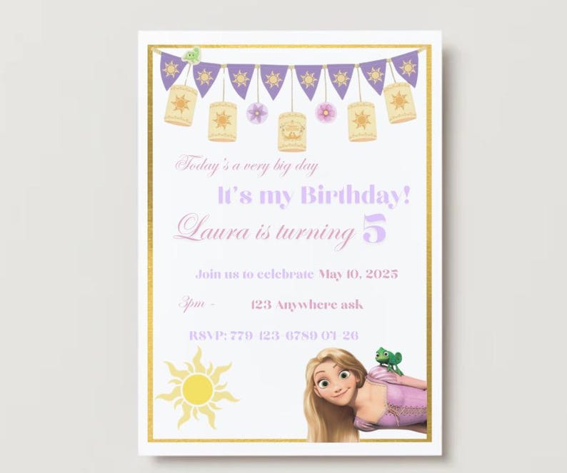 Editable Tangled Bithday Invitation - Etsy