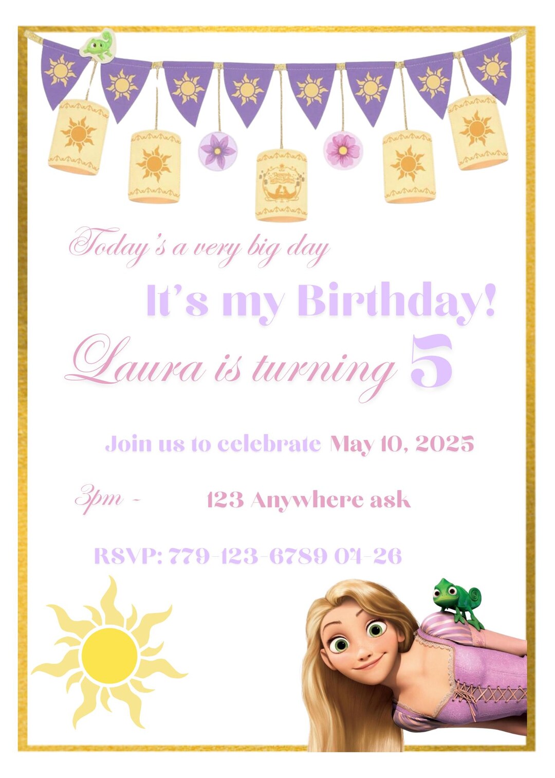 Editable Tangled Bithday Invitation - Etsy