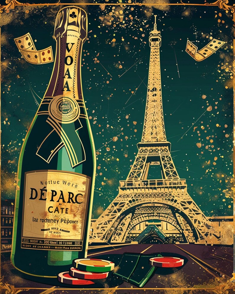 Vintage Parisian Art Posters, Eiffel Tower, Man Smoking (digital ...