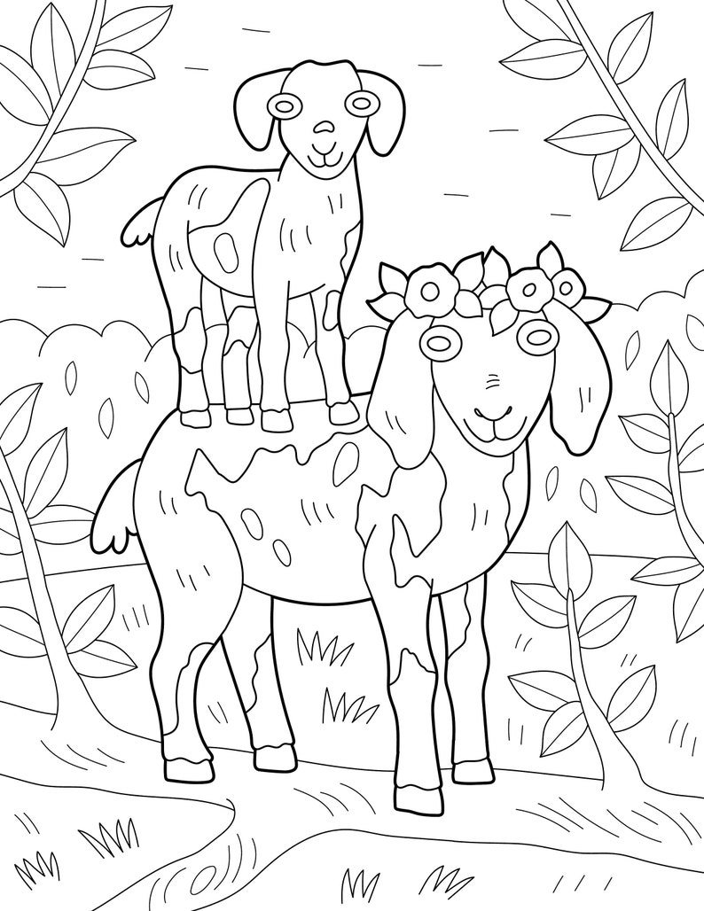 Giggle Goats Coloring Book for Children, Goats, Farm Animals, Fun Goat ...