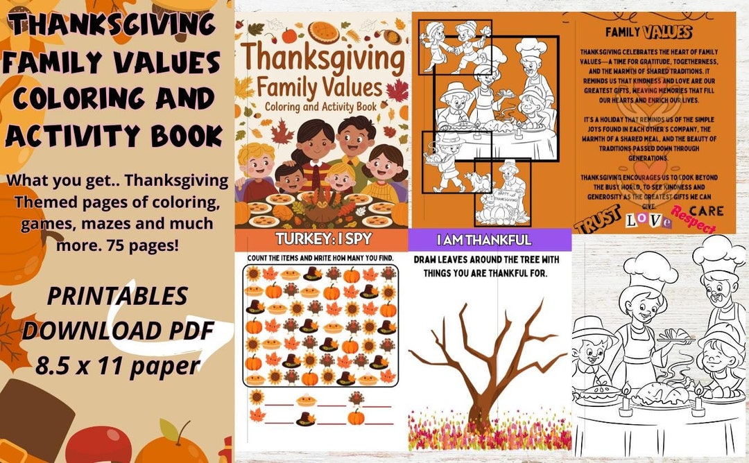 Thanksgiving Coloring Activity Book, Family Values K-2 (PDF ...