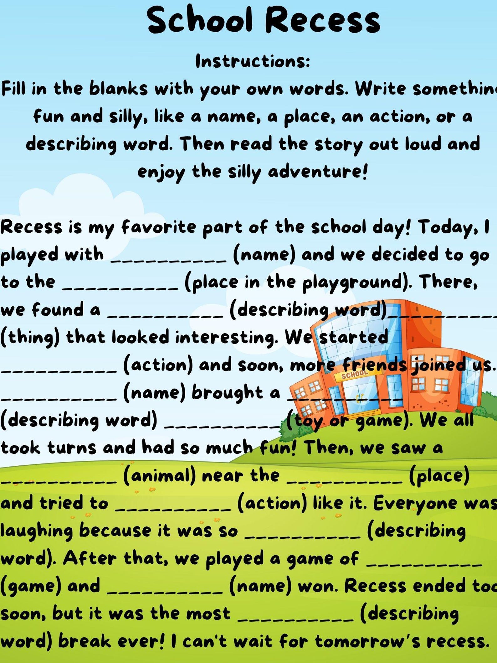 Back to School Mad Libs, Kids Mad Libs, Mad Libs Fun, - Etsy