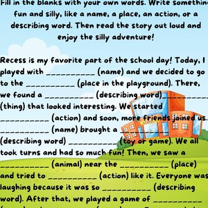 Back to School Mad Libs, Kids Mad Libs, Mad Libs Fun, - Etsy
