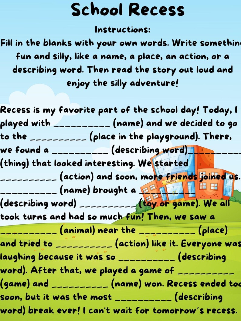 Back to School Mad Libs, 3rd-4th Grade (download Printable) - Etsy