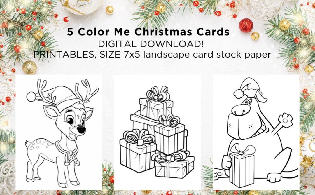 Color Me Christmas Cards – Kids Holiday Activity (digital Download) - Etsy