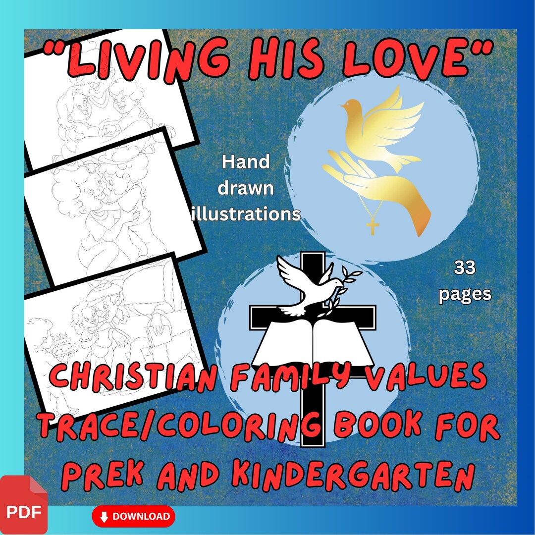 Christian Trace and Coloring Book, STEM Family Values (digital Download ...
