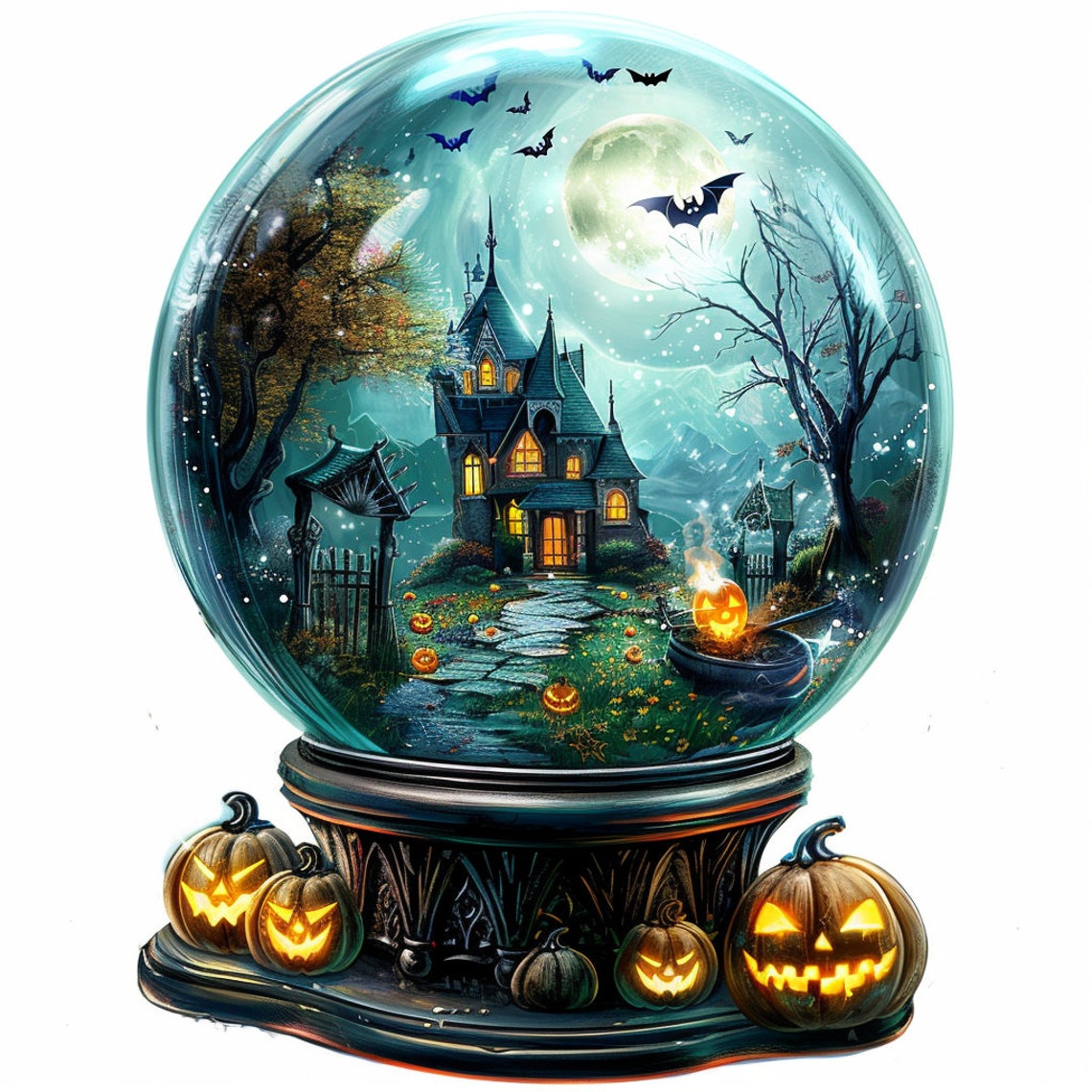 Halloween Clip Art Set – Witches, Pumpkins, and Haunted House (300 Dpi ...