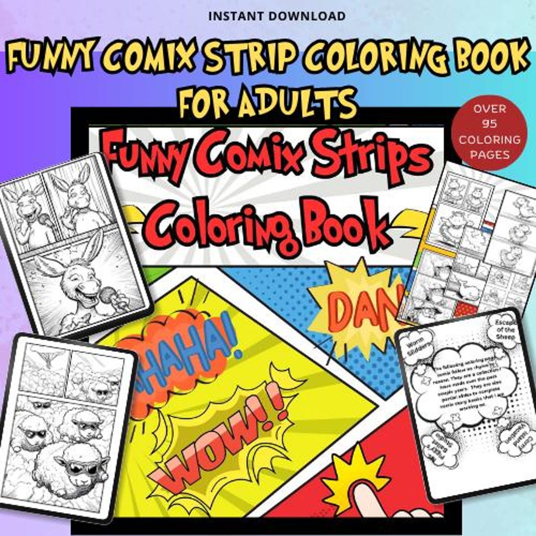 Funny Comix Strips Coloring Book – Stress Relieving Comic Art, Pdf ...
