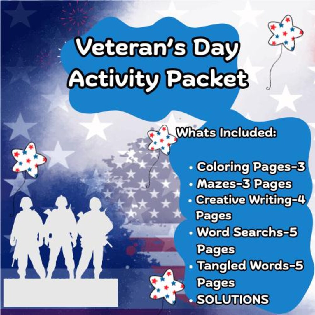 Veterans Day Activity Packet, K-3 Printable Bundle - Etsy
