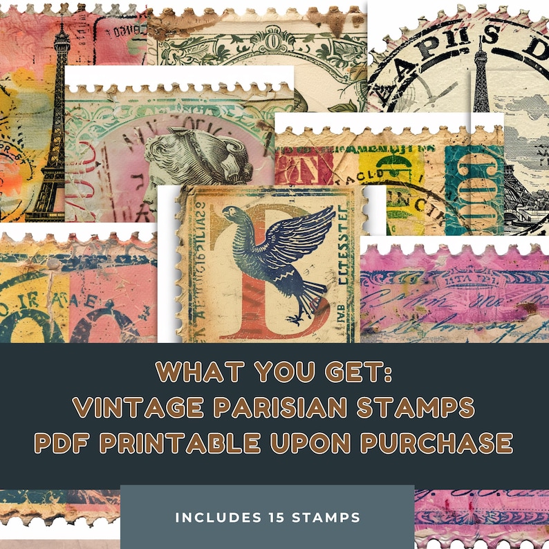 Vintage Parisian Stamps, Stamp Collections, Scrap Book,vintage Paris ...