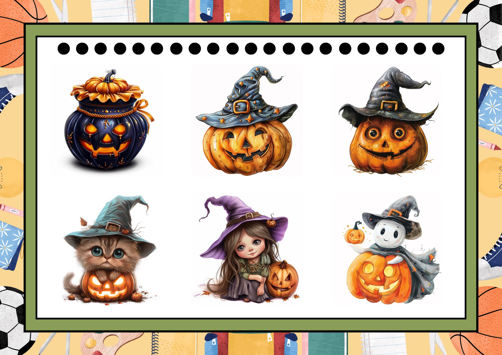 Halloween Clip Art Set – Witches, Pumpkins, DIY (300 Dpi) - Etsy
