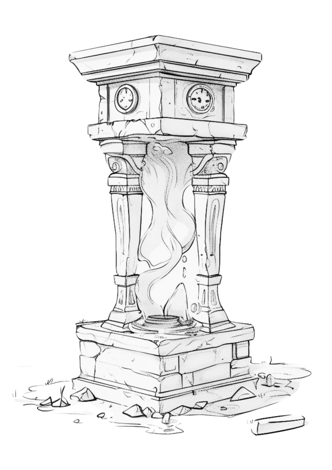 Vintage Time Pieces, Water Coloring Printables, Vintage Clock Coloring ...