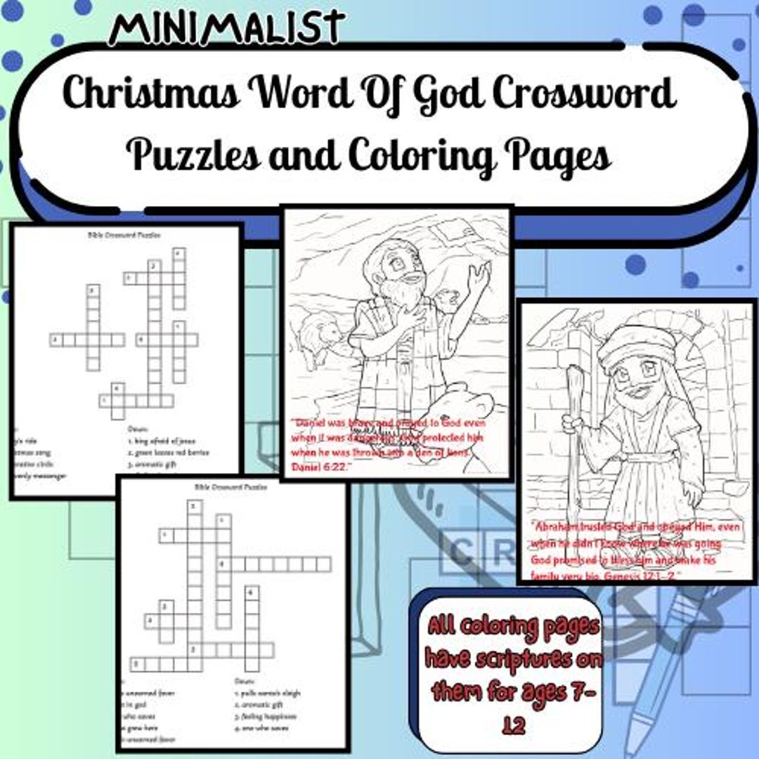 Christmas Word of God Crossword Puzzles and Scripture Coloring Pages ...