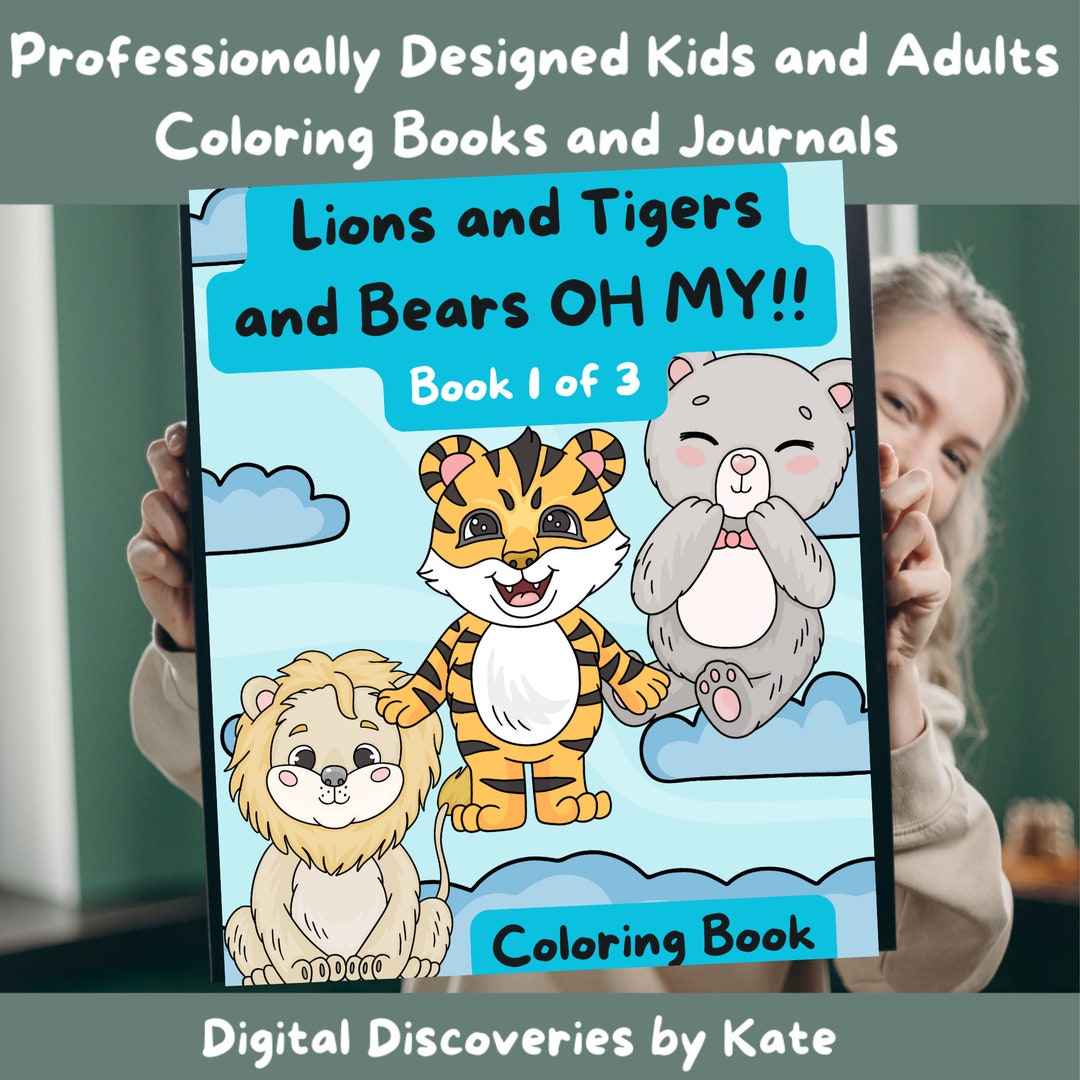 Lions, Tigers and Bears Coloring Book, Animal Activity Book - Etsy