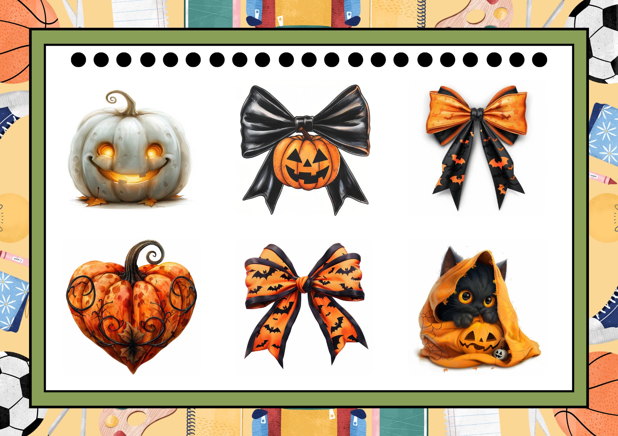 Halloween Clip Art Set – Witches, Pumpkins, Party Invitations (300 Dpi ...