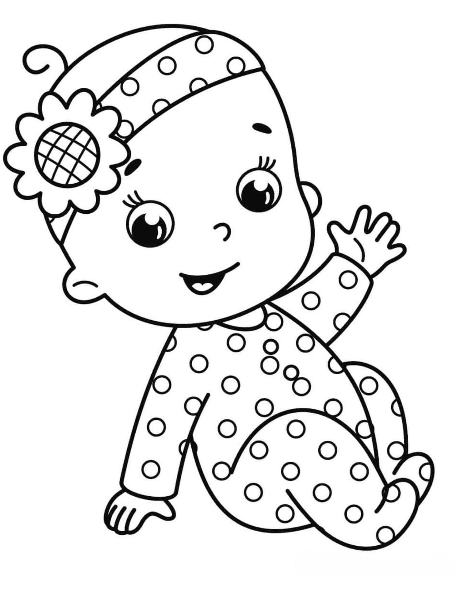 Cute Baby Coloring Pages - Prek-1st Grade-simple Easy Coloring Pages ...