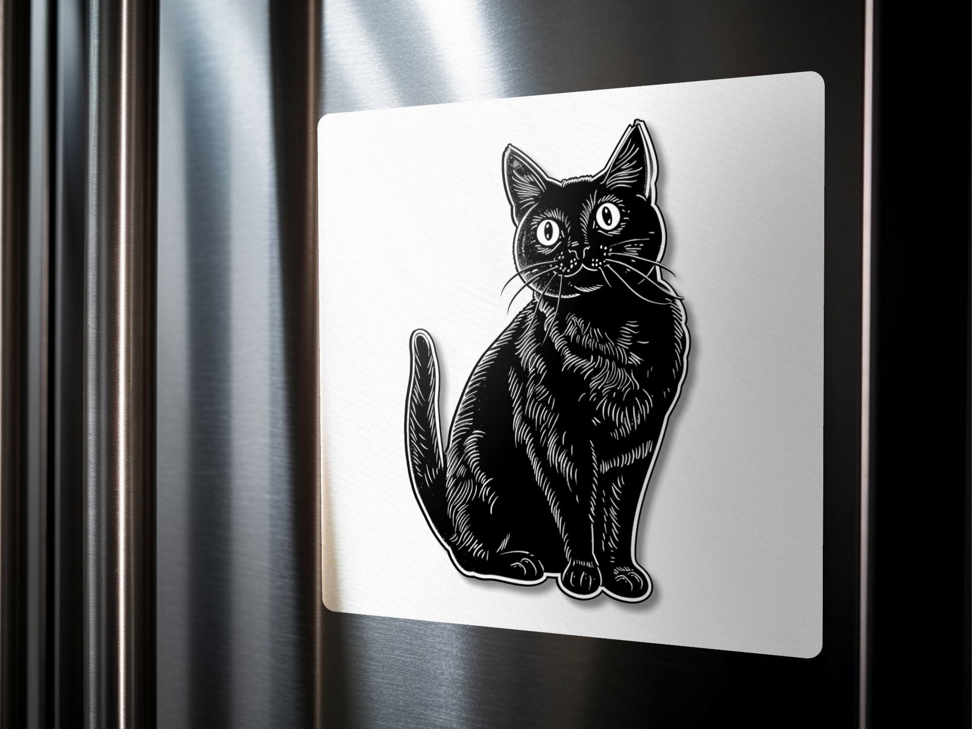 Black Cat Sticker for Laptops, Cute Cat Decal for Notebooks, Digital ...