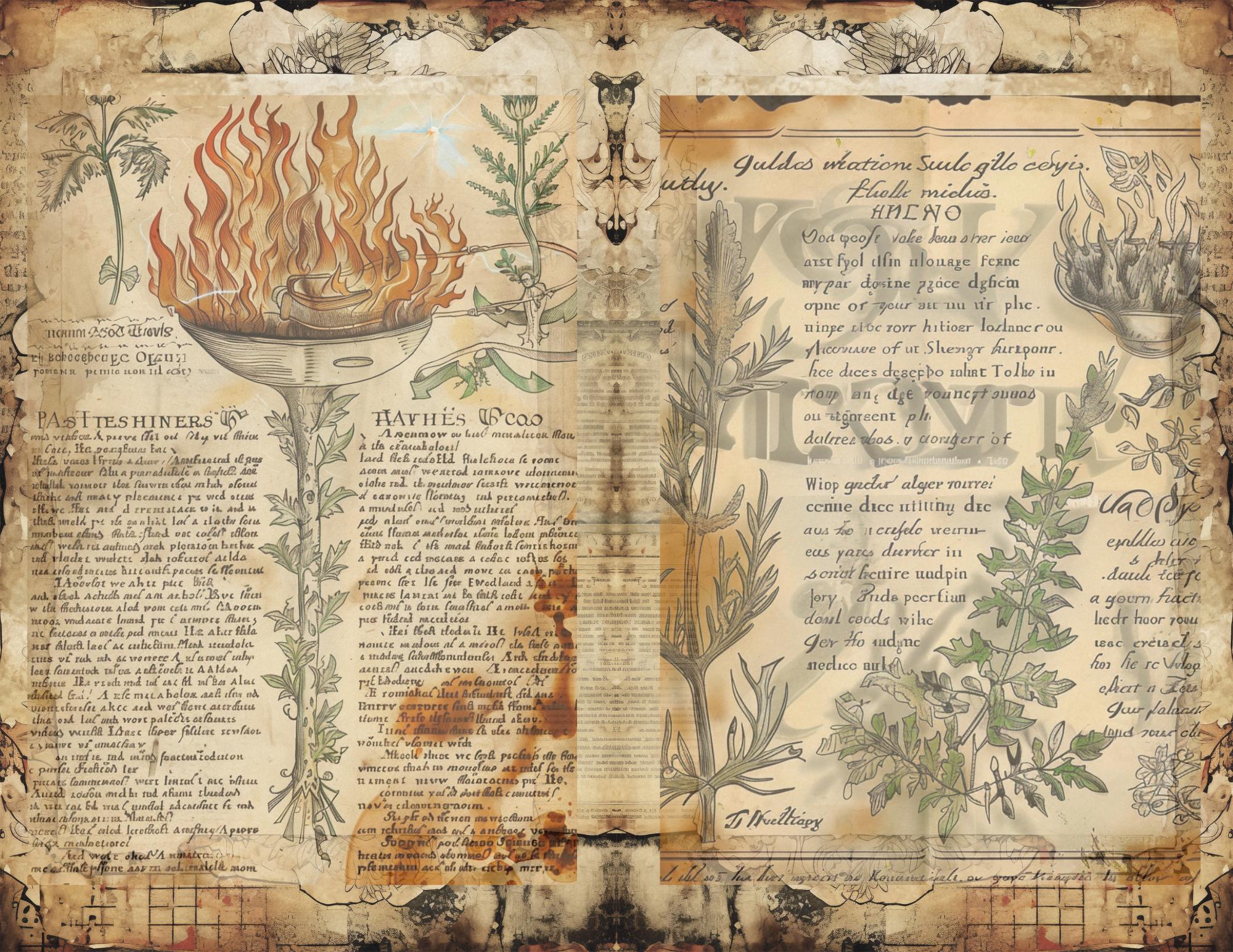 Vintage Grimoire Fire Spell Junk Journal Pages, Magic Spells, Grimoire ...