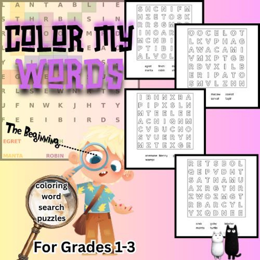 Color My Words-the Beginning-coloring Word Search Puzzles for Grades 1 ...