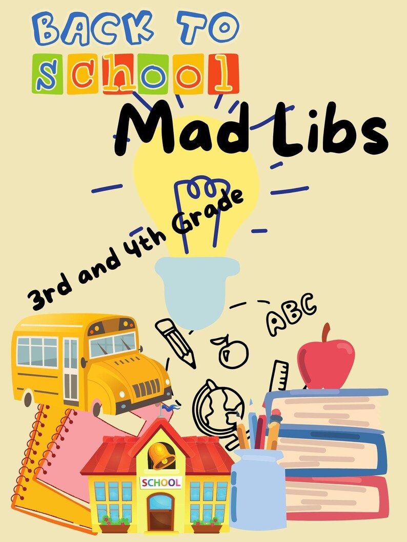 Back to School Mad Libs, Kids Mad Libs, Mad Libs Fun, - Etsy