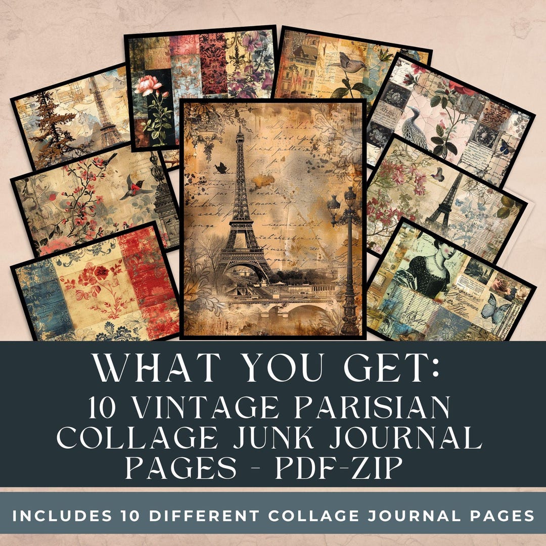 Vintage Parisian Collage Junk Journal Pages, Vintage Collage, Vintage Ephemera, Collage Art ...