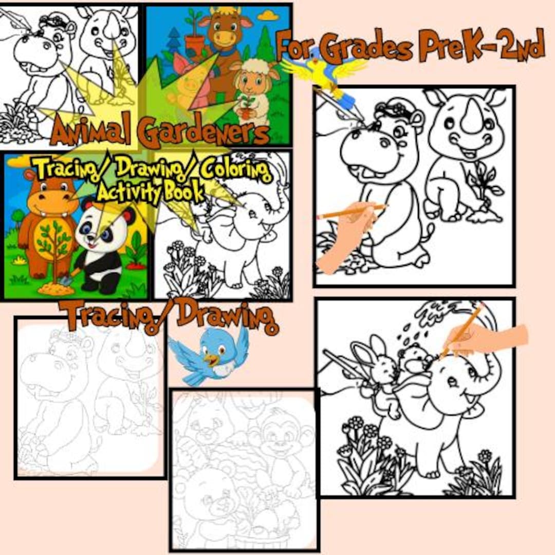 Animal Gardeners - Tracing/drawing/coloring Activity Book-grades K-2 ...