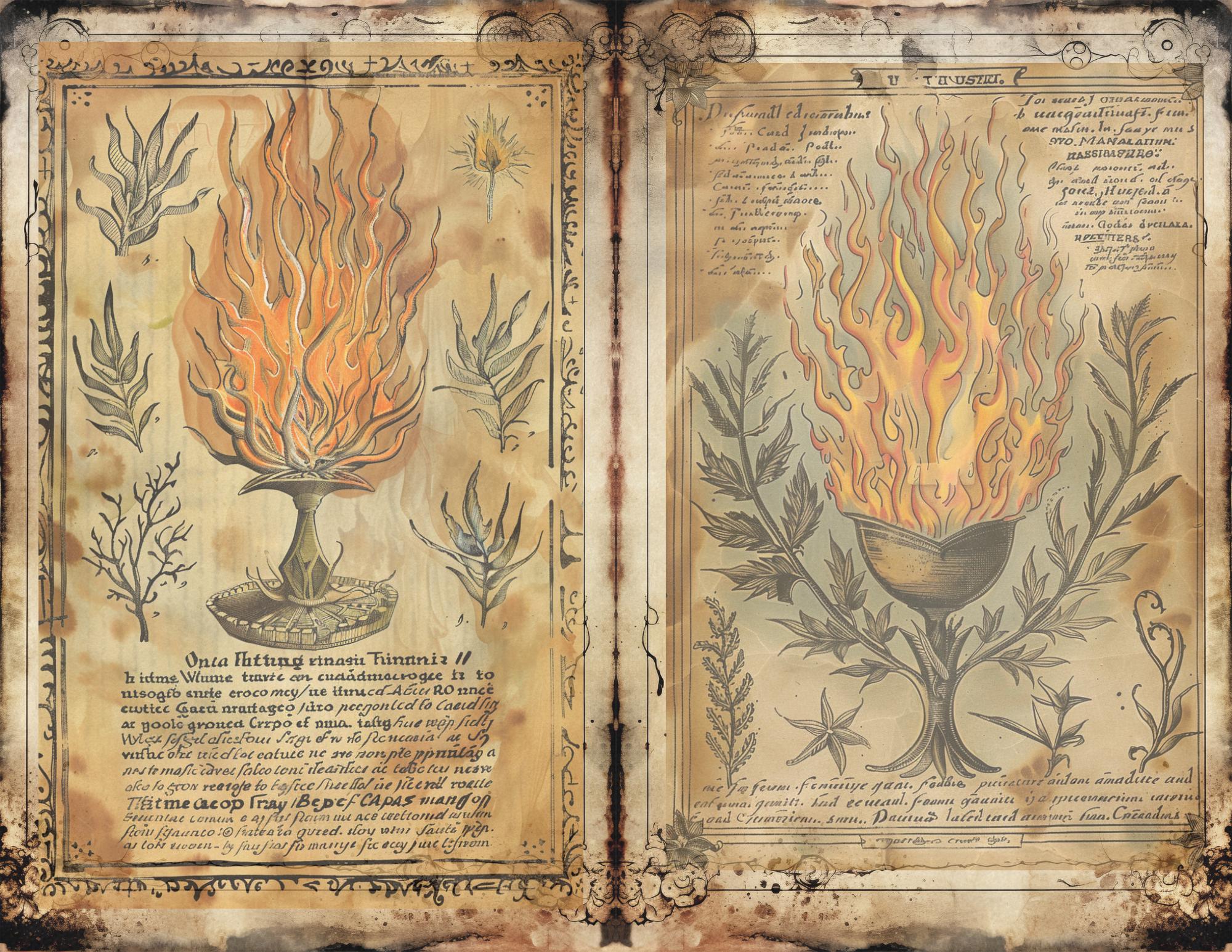 Vintage Grimoire Fire Spell Junk Journal Pages, Magic Spells, Grimoire ...