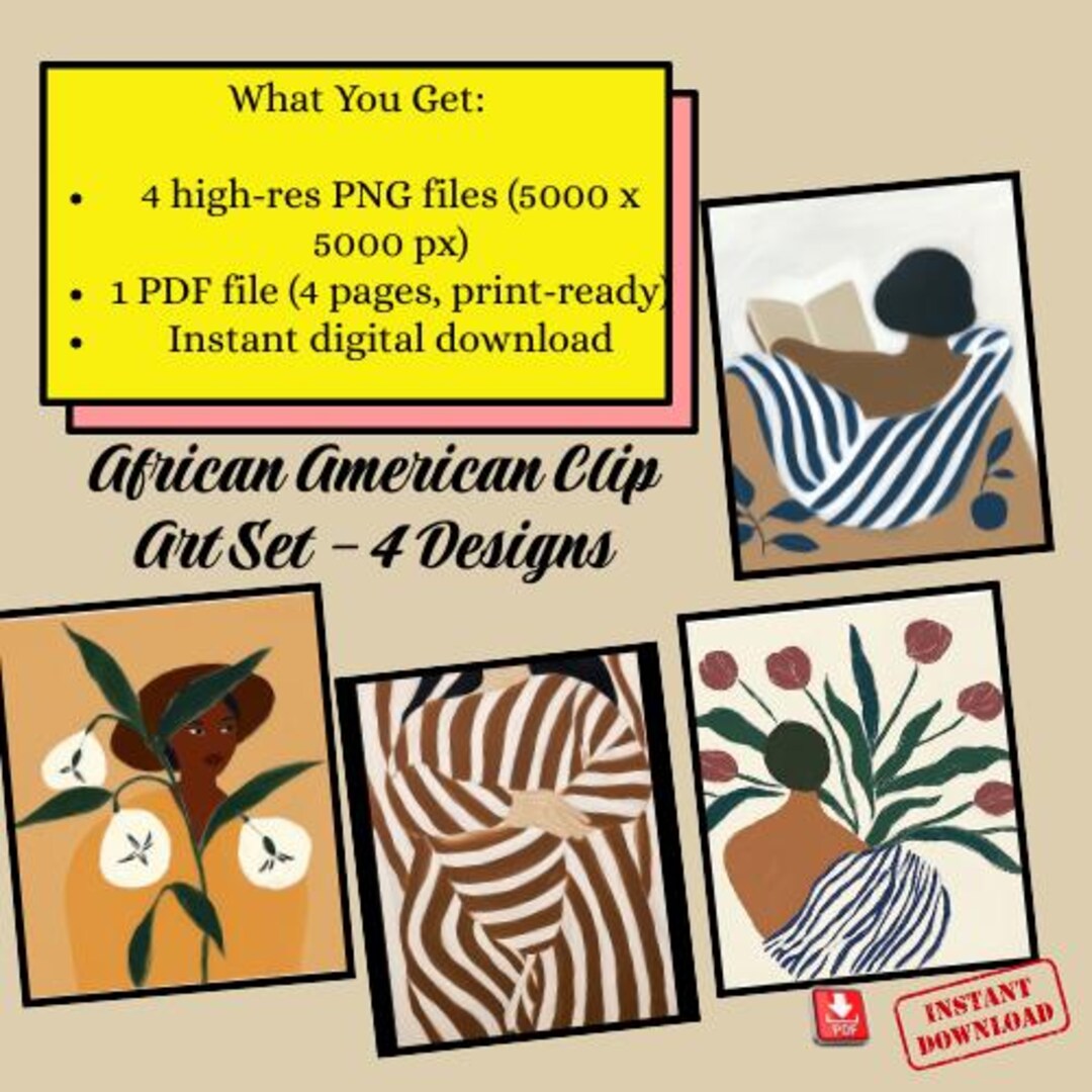 African American Woman Clip Art Set – Black Girl PNG Bundle – Melanin ...