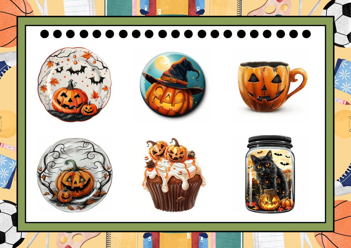 Halloween Clip Art Set – Witches, Pumpkins, and Haunted House (300 Dpi ...