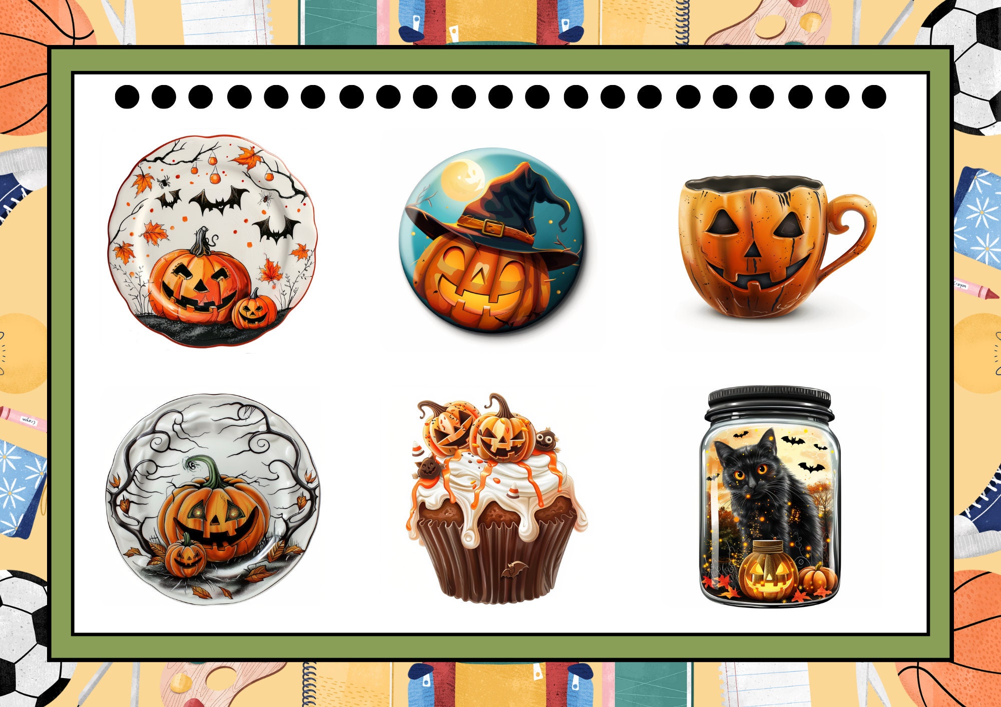 Halloween Clip Art Set – Witches, Pumpkins, and Haunted House (300 Dpi ...