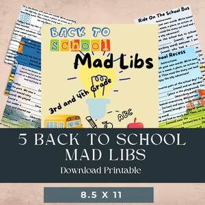 Back to School Mad Libs, 3rd-4th Grade (download Printable) - Etsy