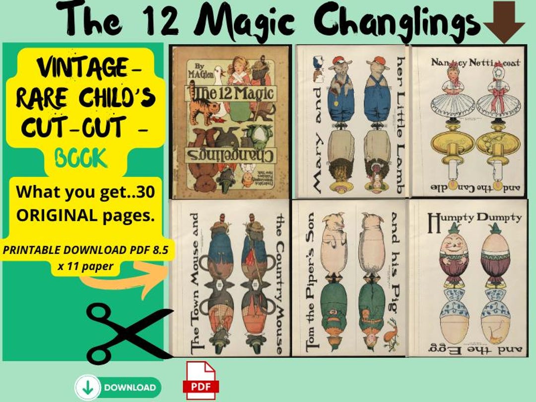 The 12 Changlings - Vintage Kids Cut Out Book. Kids Vintage Activities ...