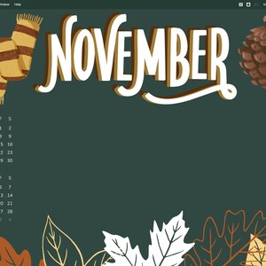 November Calendar Desktop Wallpaper for MacBook PC Green - Etsy