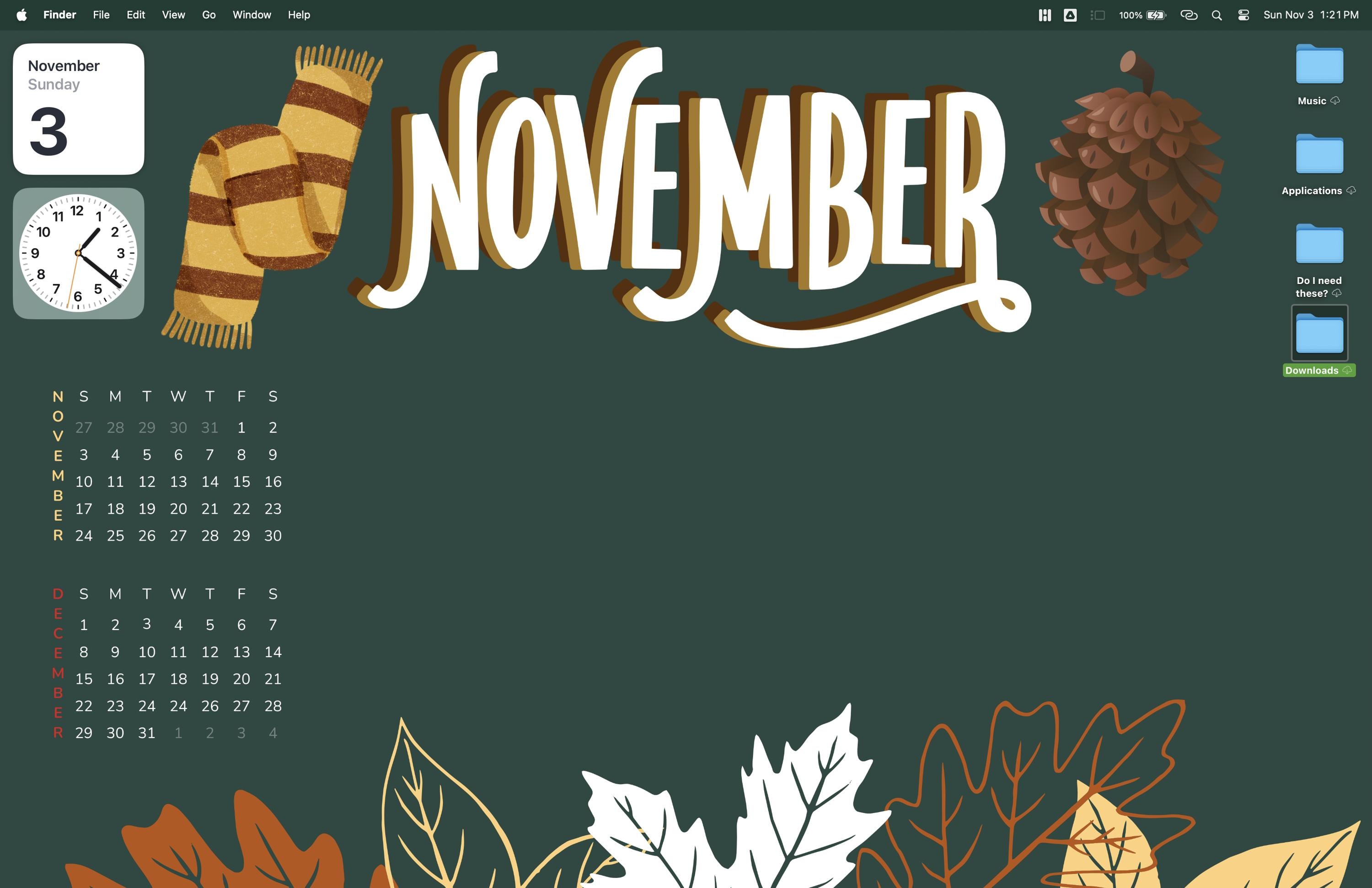 November Calendar Desktop Wallpaper for MacBook PC Green - Etsy